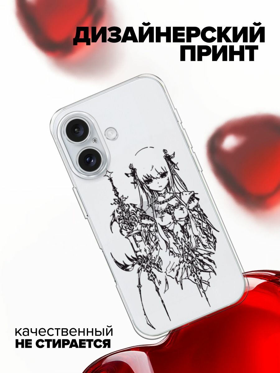 Силиконовый чехол на Apple iPhone 16 / Айфон 16 с принтом Аниме девушка с мечом — фото 1
