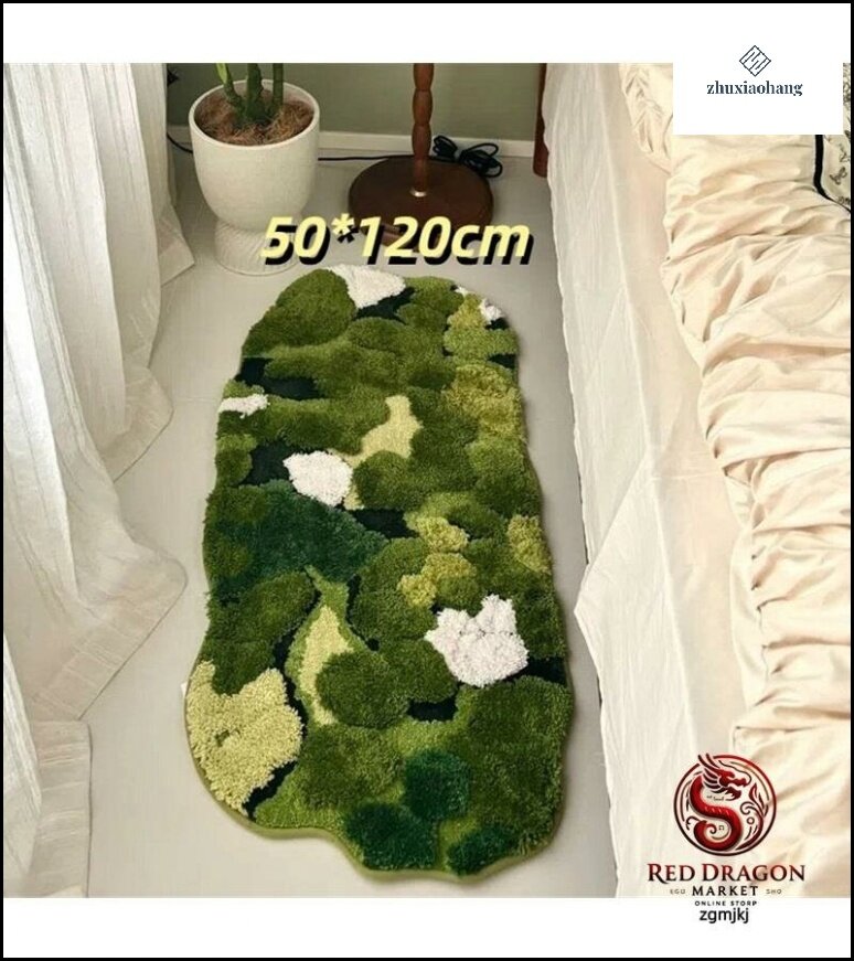 Эксклюзивный коврик с флокированным мхом для спальни, мягкое и удобное покрытие у кровати или под журнальный столик, размер 50 на 120 сантиметров