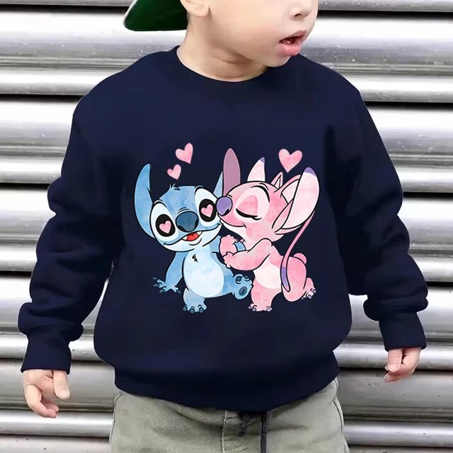 Милый свитер с длинными рукавами и рисунком Стича ко Дню святого Валентина, украшенный очаровательным рисунком в виде сердца, модный свитер в форме сердца ко Дню святого Валентина.