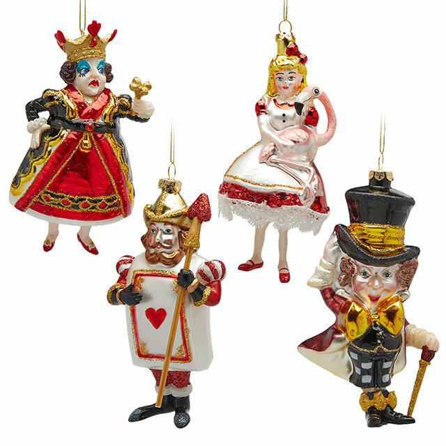 Елочные игрушки Алиса в Стране Чудес - Storia Magica 14 см, стекло, 4 шт, EDG, 6500868A190-набор