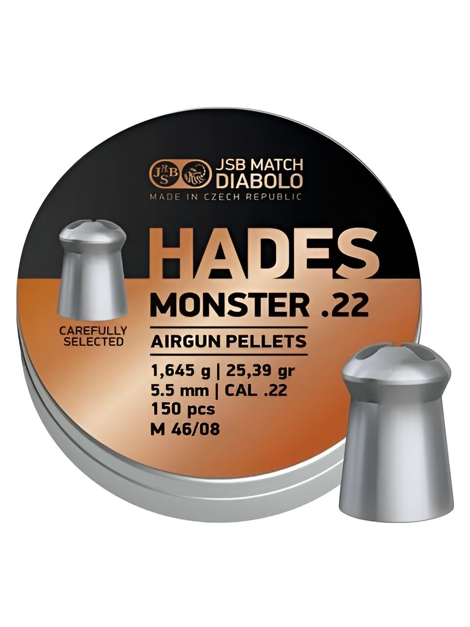 Пули JSB Hades Monster Diabolo, для пневматики, 5,5 мм, 1,645 гр, 150 шт.
