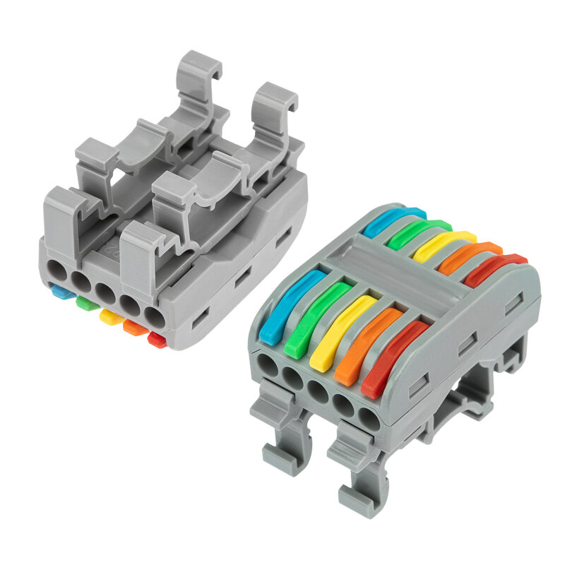 Лампы светодиодные Neon-Night Клемма СМК 222-425D проходная 5-полюсная, с креплением на DIN-рейку (0,08-4 мм²) серая (20 шт./уп.) REXANT, 20шт