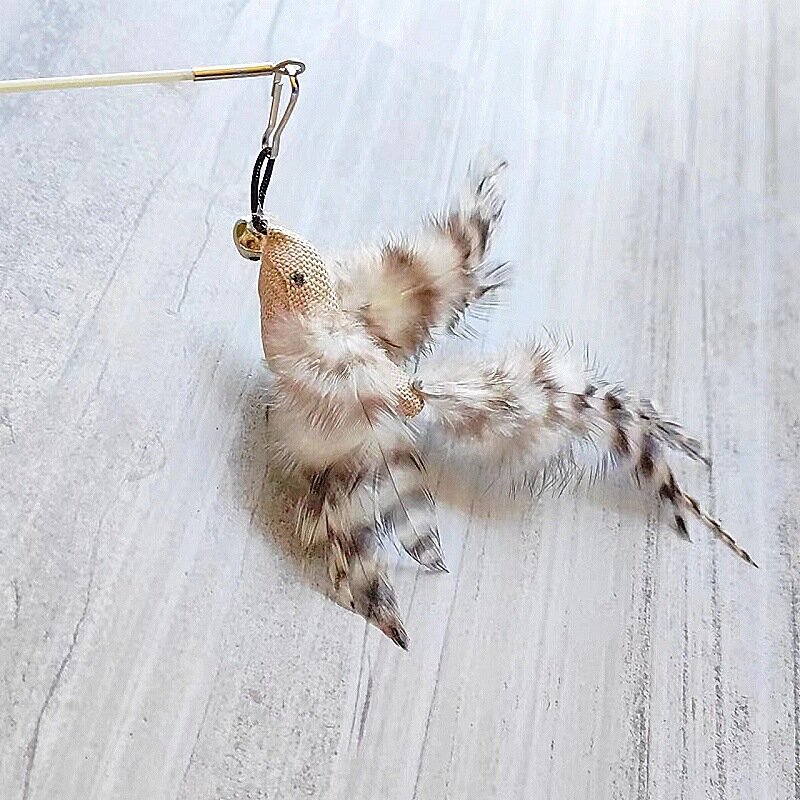 Игрушки для кошек, имитация перьев птиц, дразнилка для кошек, с колокольчиком, игрушки для дразнения кошек, устойчивые