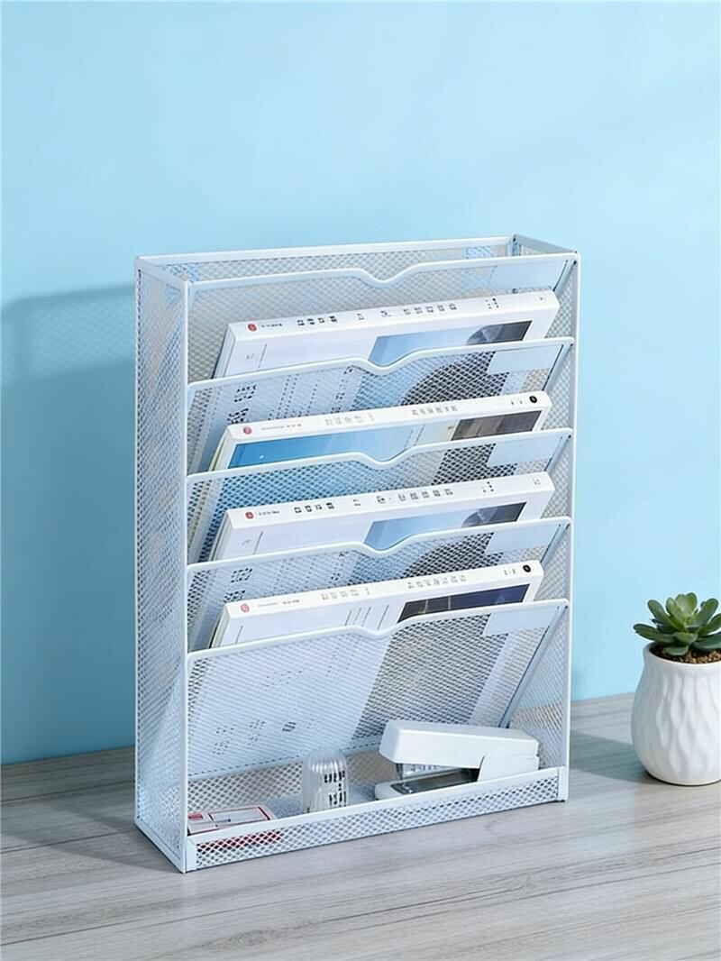 Лоток для бумаг, настольный и настенный,5 секций. Органайзер для книг.