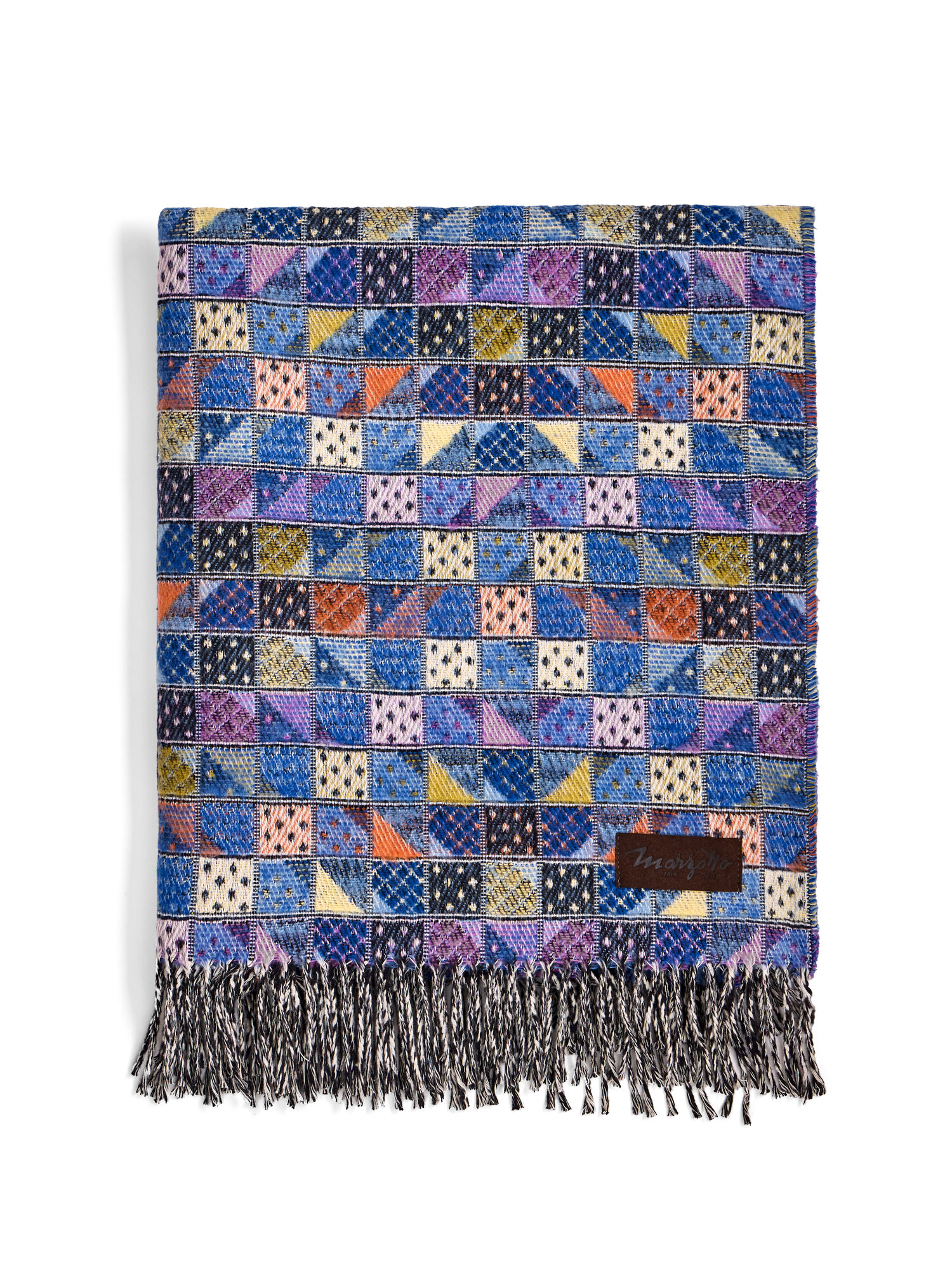 Плед Marzotto, хлопок, 130 см х 180 см, подарочная упаковка, бахрома в стиле "пэчворк"