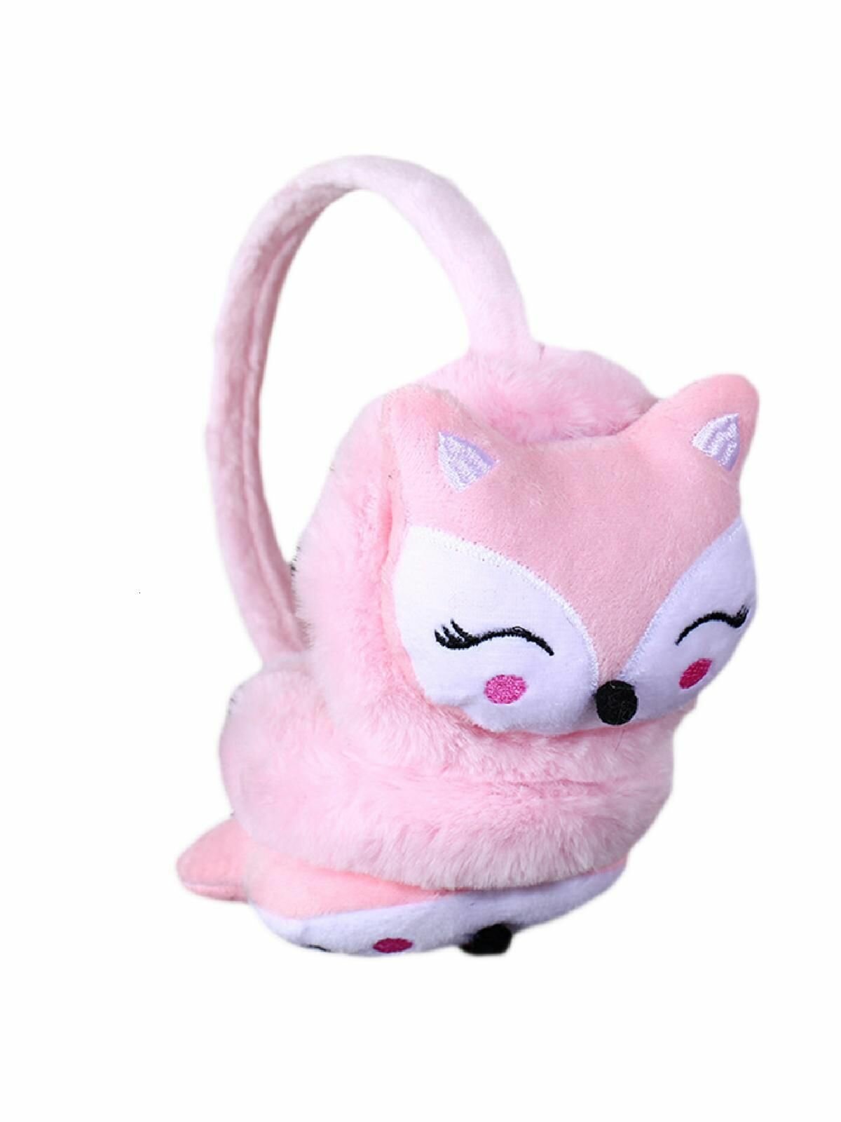 Наушники меховые, Зимняя корейская версия симпатичных наушников fox student cute_розовый