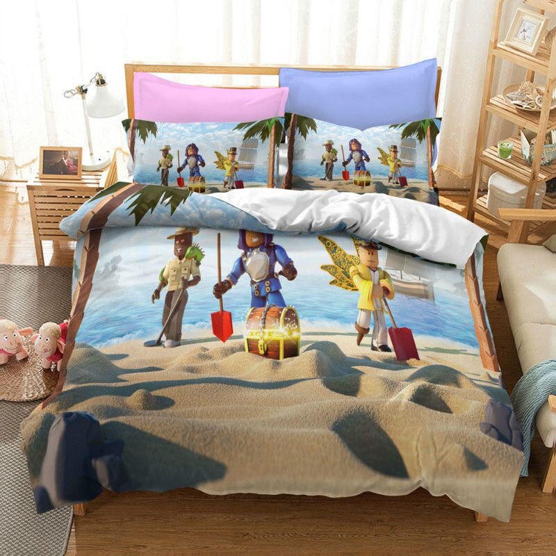 Bedding set comfortable and durable with elegant patterns and smooth feel beach us twin 2pcs 173x218cm