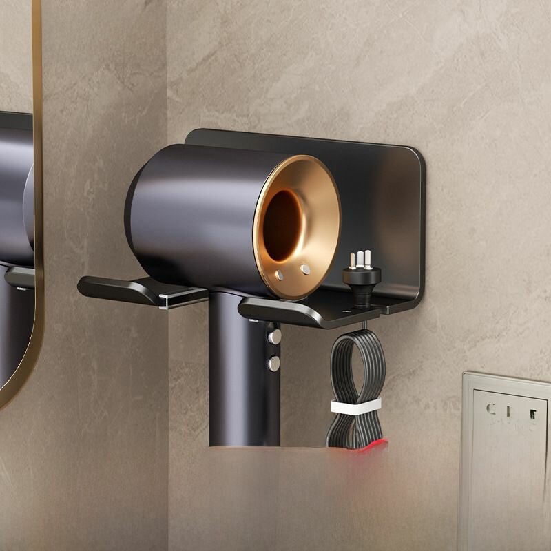 Настенный подвесной крепление для фена без перфорации и дыр, черного цвета из углеродистой стали, размер 120, рамка с держателем, подходит для ванны,
