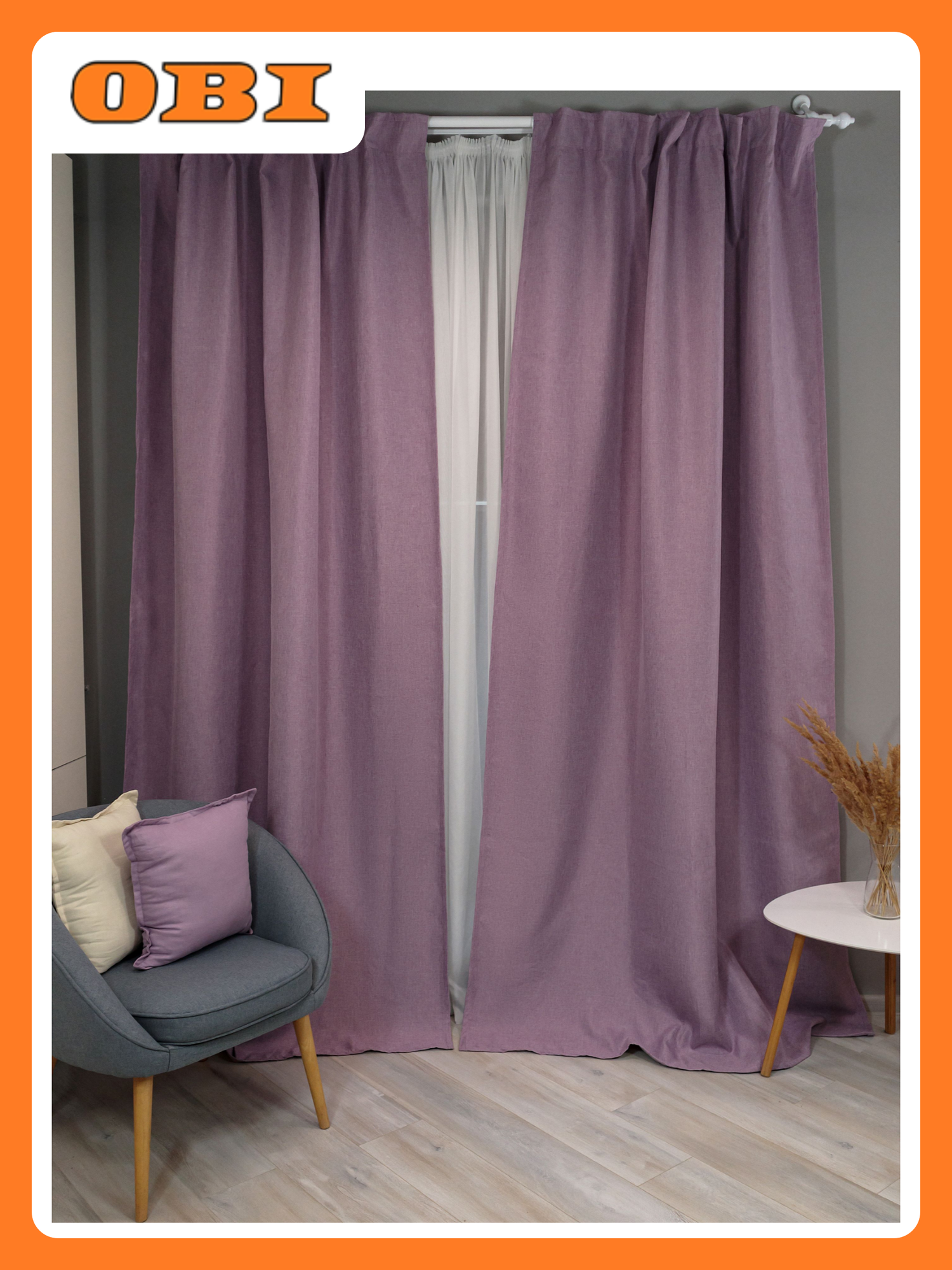 Шторы Linen Way, блэкаут, светонепроницаемые, 145x270 см, сиреневые
