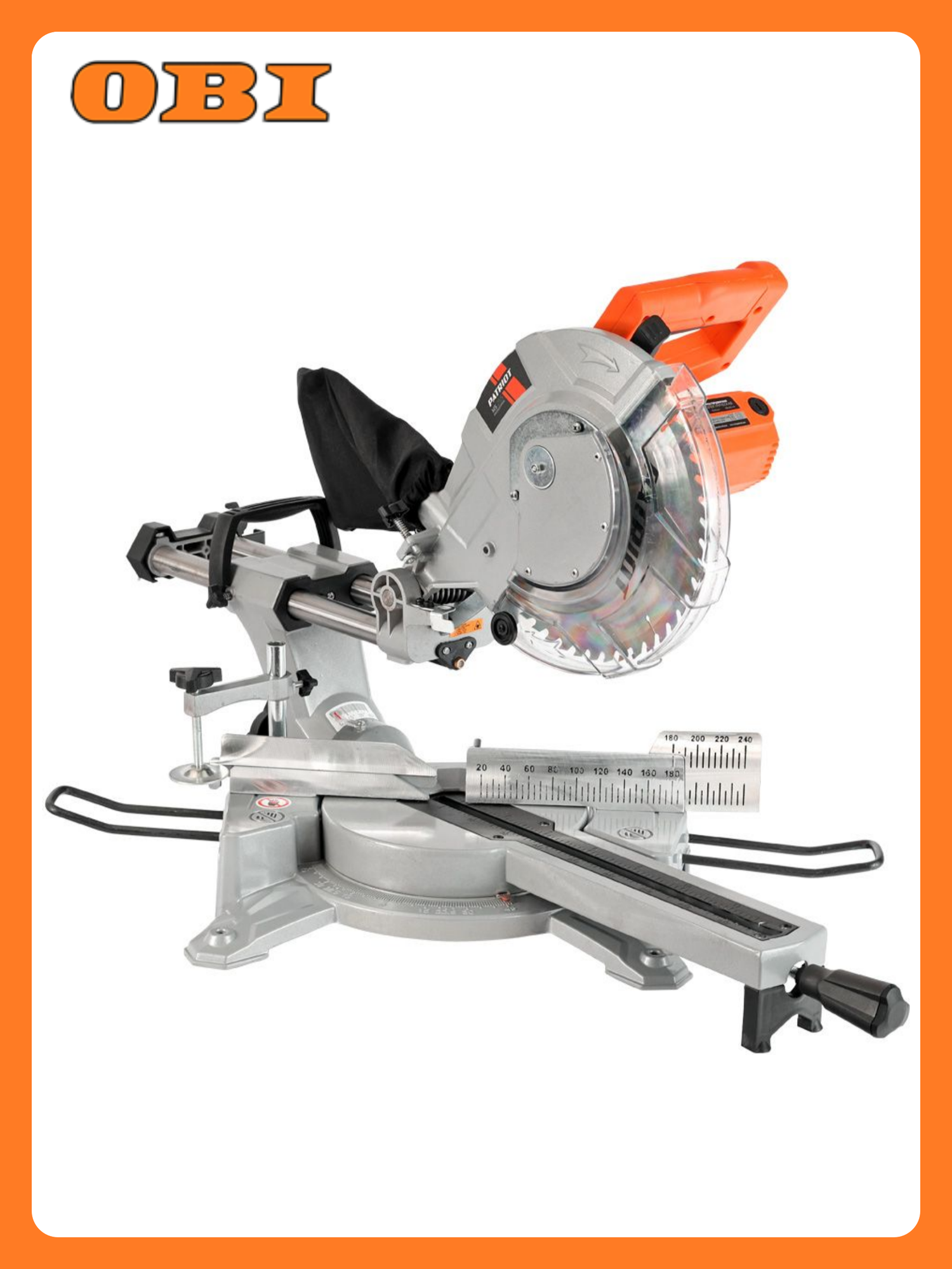 Торцовочная пила Patriot MS 255, 1800Вт, с лазерным маркером, пылесборником