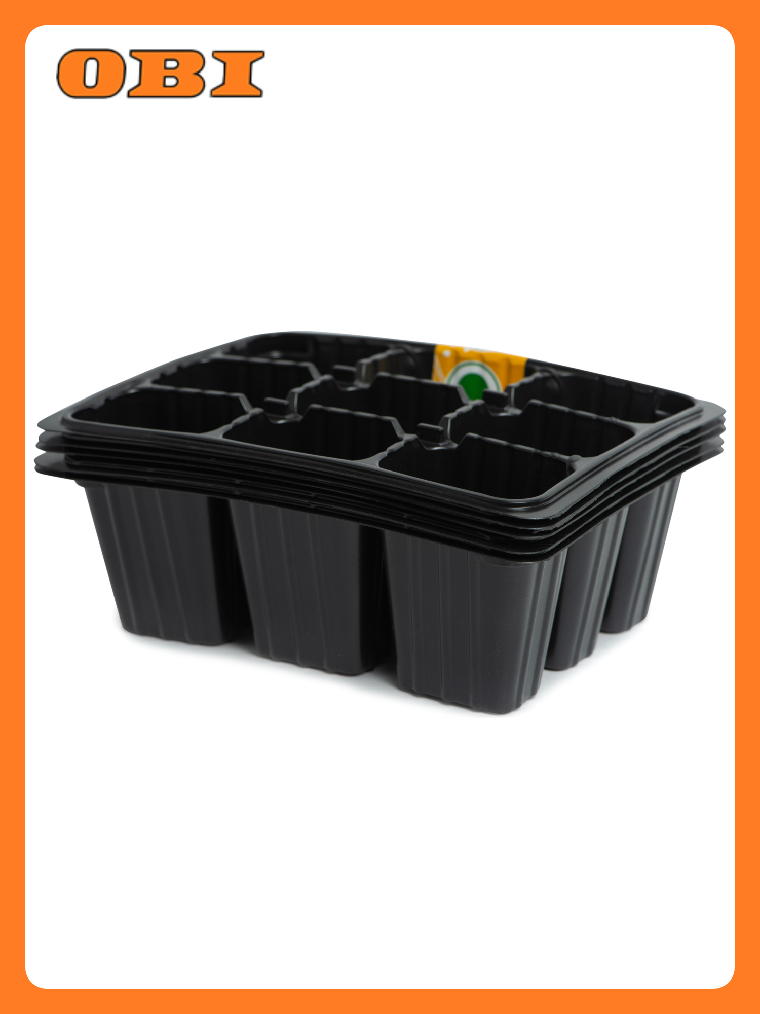 Кассета для рассады, полистирол, 9 ячеек, 18x13,5x6 см, 5 шт, черная