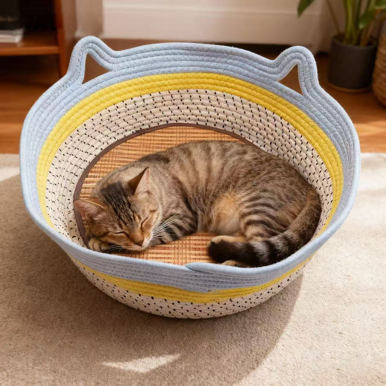 Тканое кошачье гнездо, универсальное гнездо для домашних животных на все времена года, съемная и моющаяся кошачья