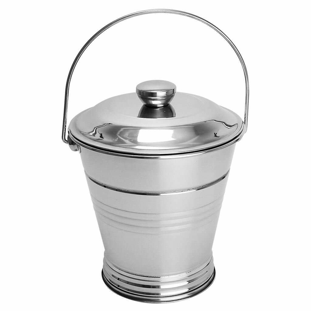 Ведро из нержавеющей стали КНР Граф , 3.3 л, с крышкой, металлическая ручка
