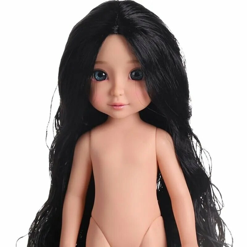 1 12-дюймовая виниловая игрушка American girl doll little girl для детей-черные вьющиеся волосы средней длины LFJJ
