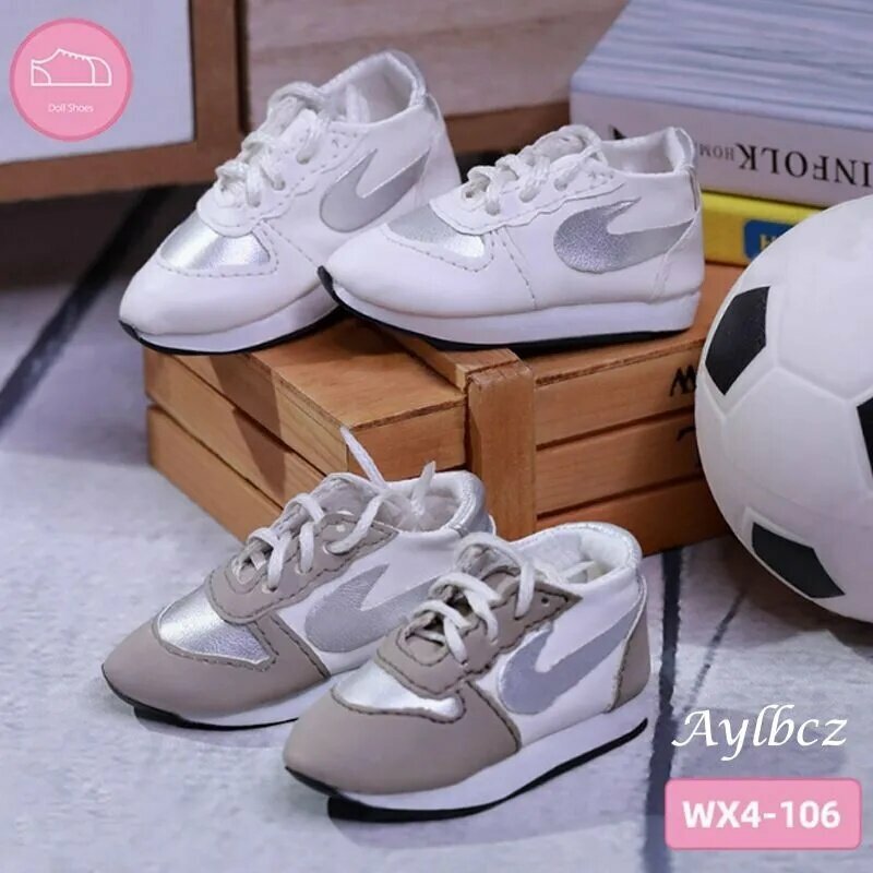 Спортивная обувь 1/4 BJD, Серебристые кожаные кроссовки, Аксессуары для кукольной обуви премиум-класса