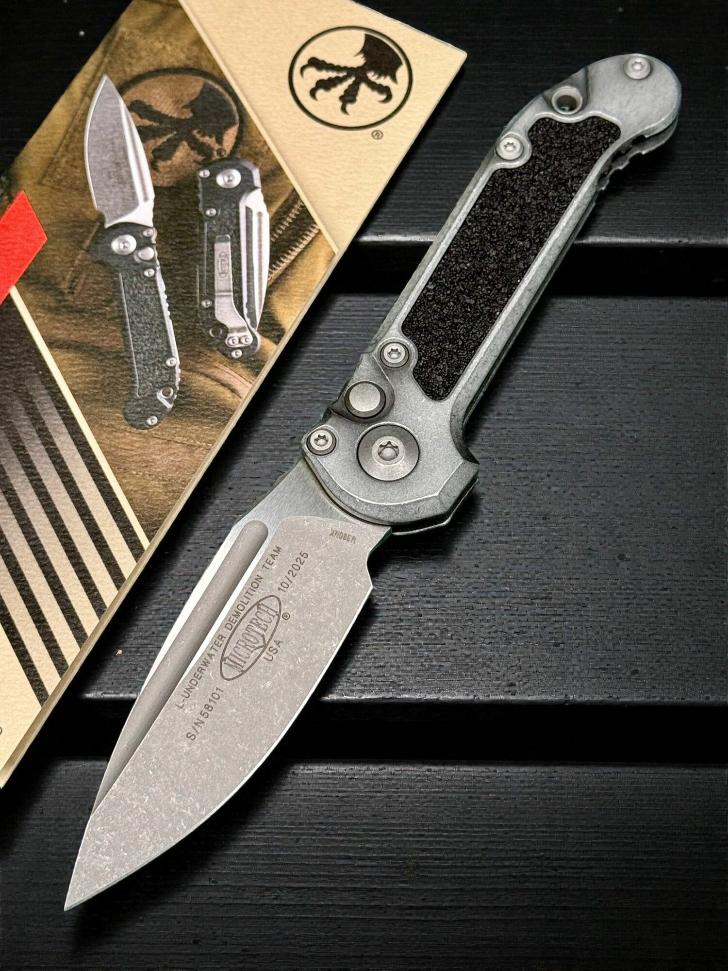 Нож складной MicroTech MCT113510APWME LUDT Gen III, Apocalyptic Blade, Weathered Handle