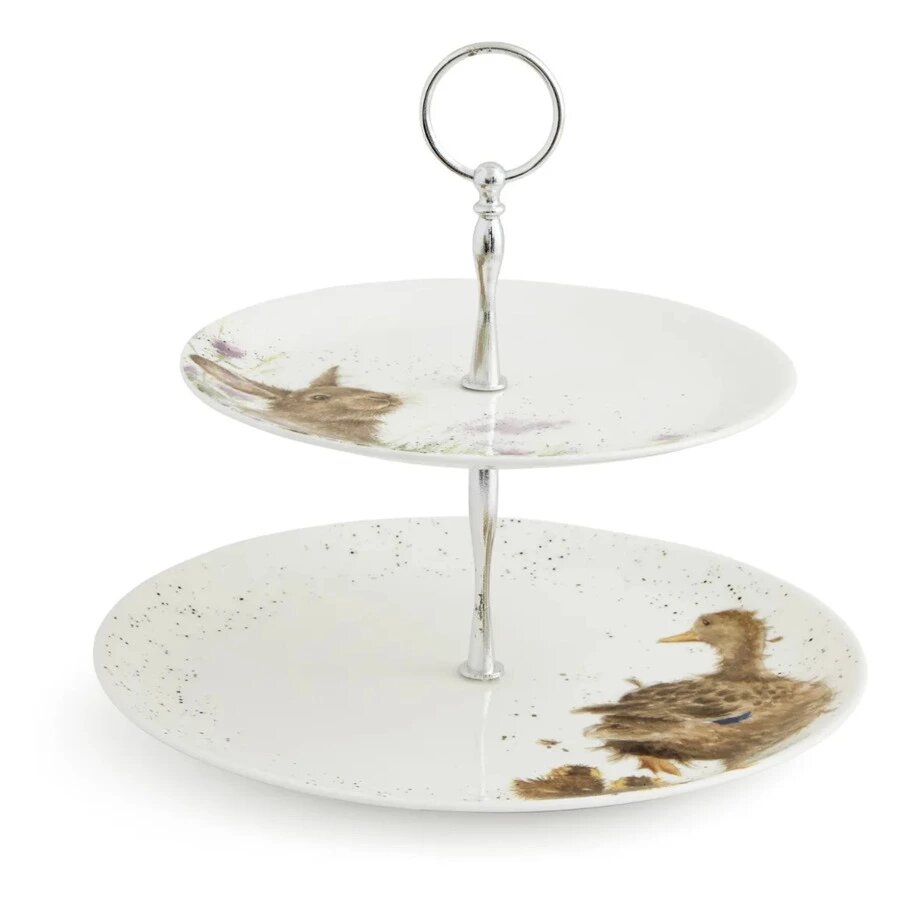 Блюдо двухъярусное Royal Worcester Забавная фауна Уточки 26,7 см, 20 см, п/к