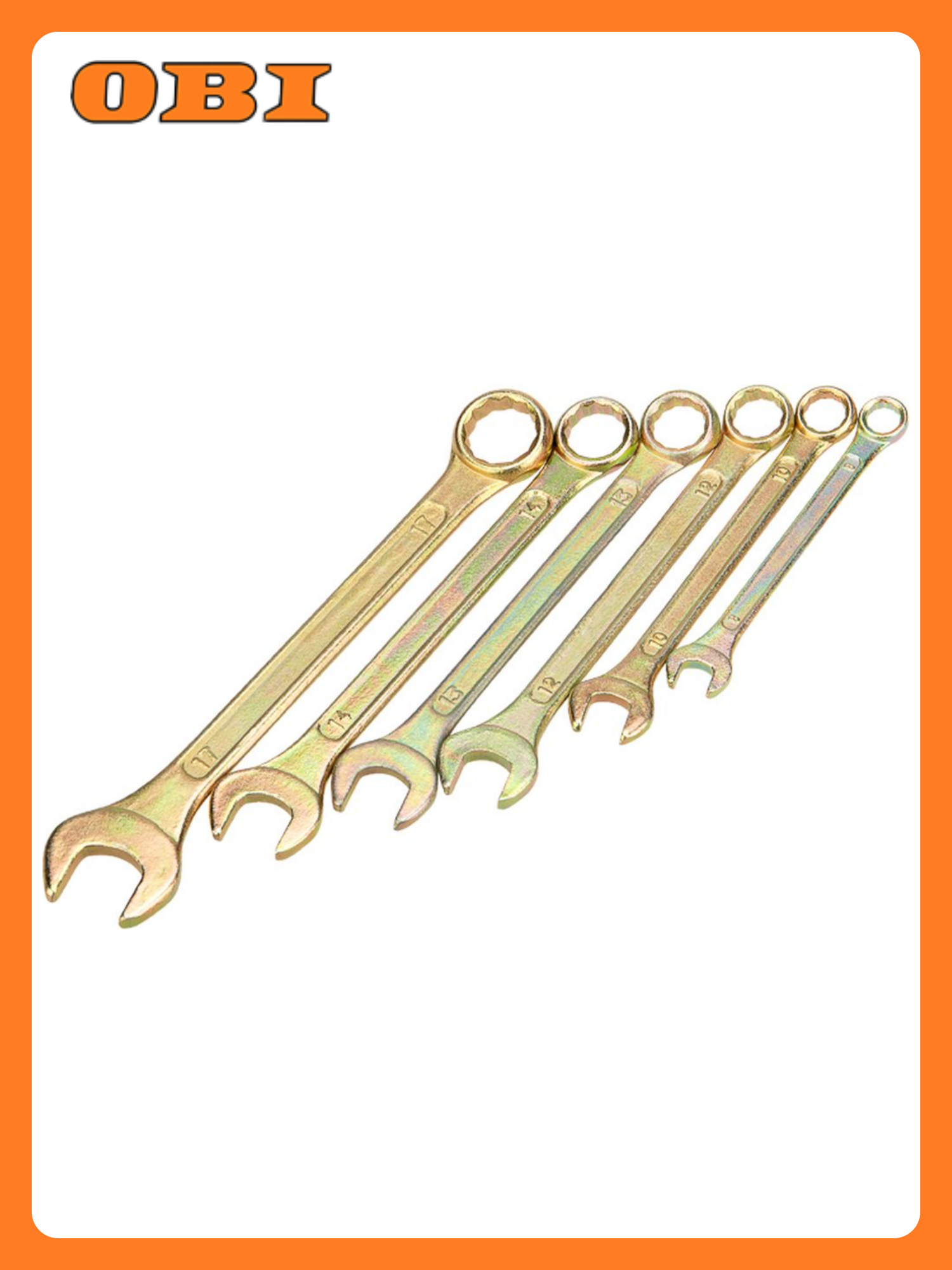 Набор ключей комбинированных REXANT 12-5841-2, 6 шт, желтый цинк