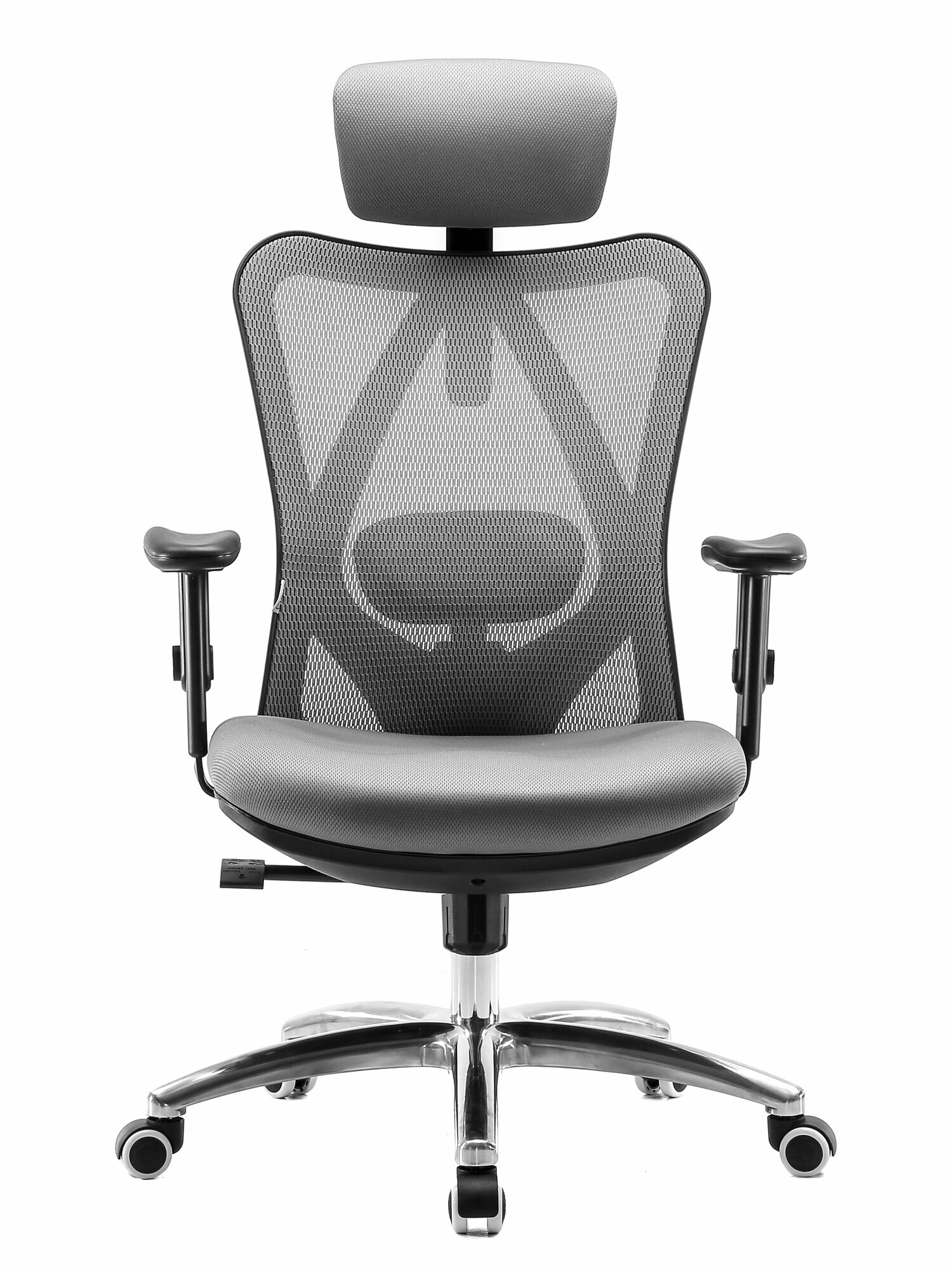 Кресло SIHOO M18 (2D поясничный упор, сетка, ткань, каркас чёрный, серый)