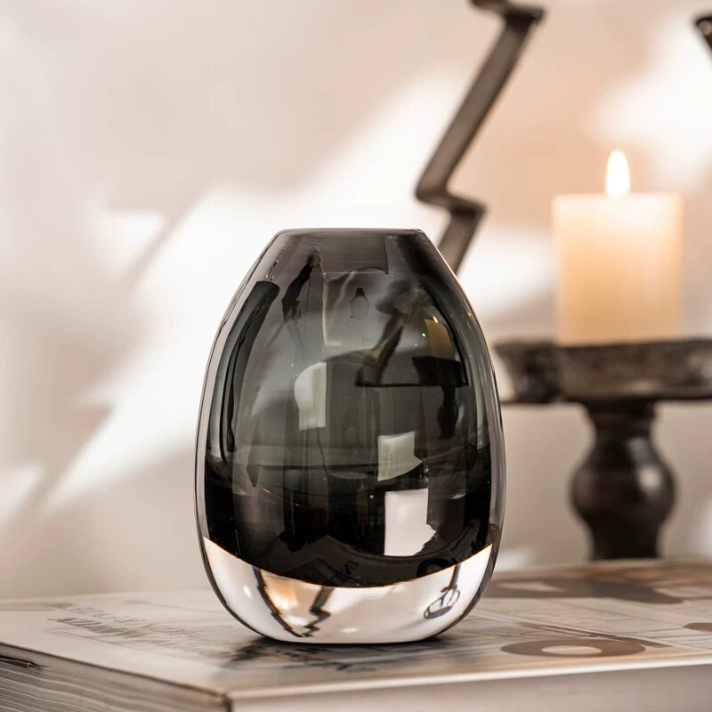 Японская ваза ручной работы в стиле колор-блок, круглая и толстостенная стеклянная ваза, декоративное украшение для