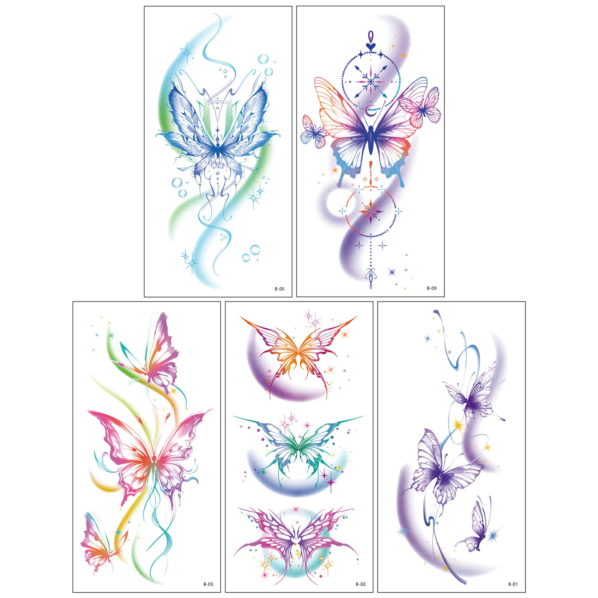 Высококачественные временные татуировки в европейском и американском стиле с изображением черных цветов и бабочек для женских рук.