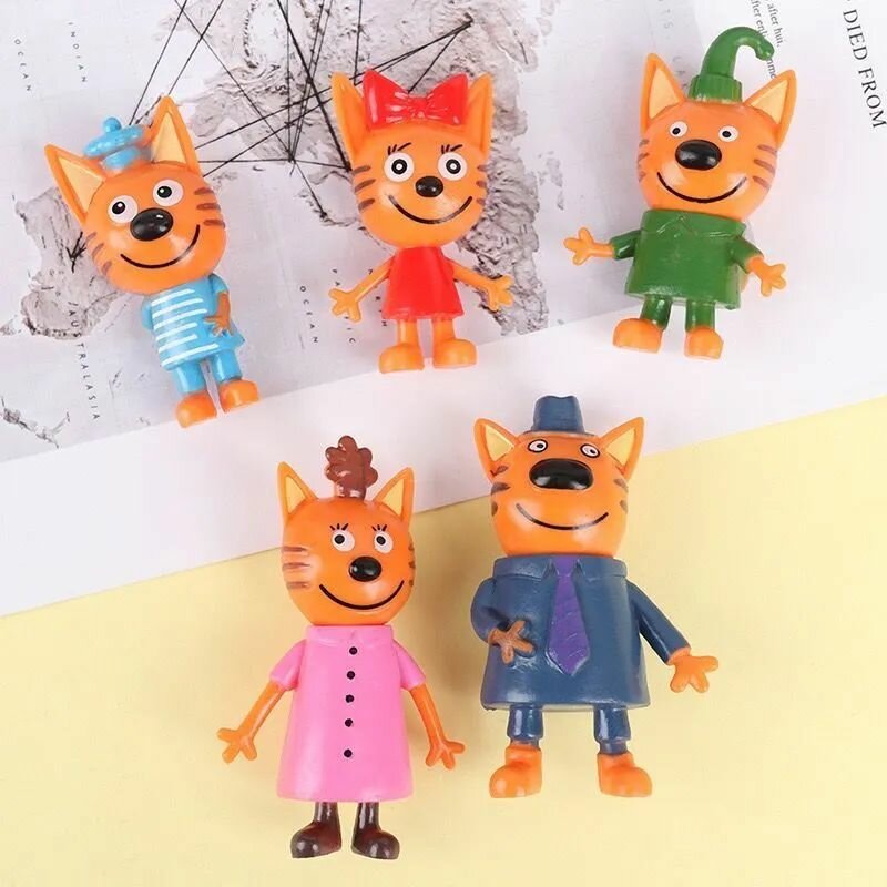 Набор игрушек для купания Три Кота: Коржик, Карамелька, Компот, Папа Кот, Мама Кошка