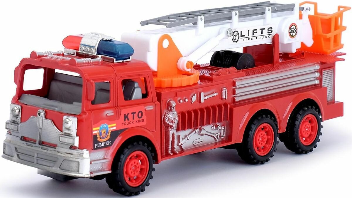 Детская инерционная машина "Пожарная" с лестницей, игрушечный транспорт уазик, масштабная модель для детей