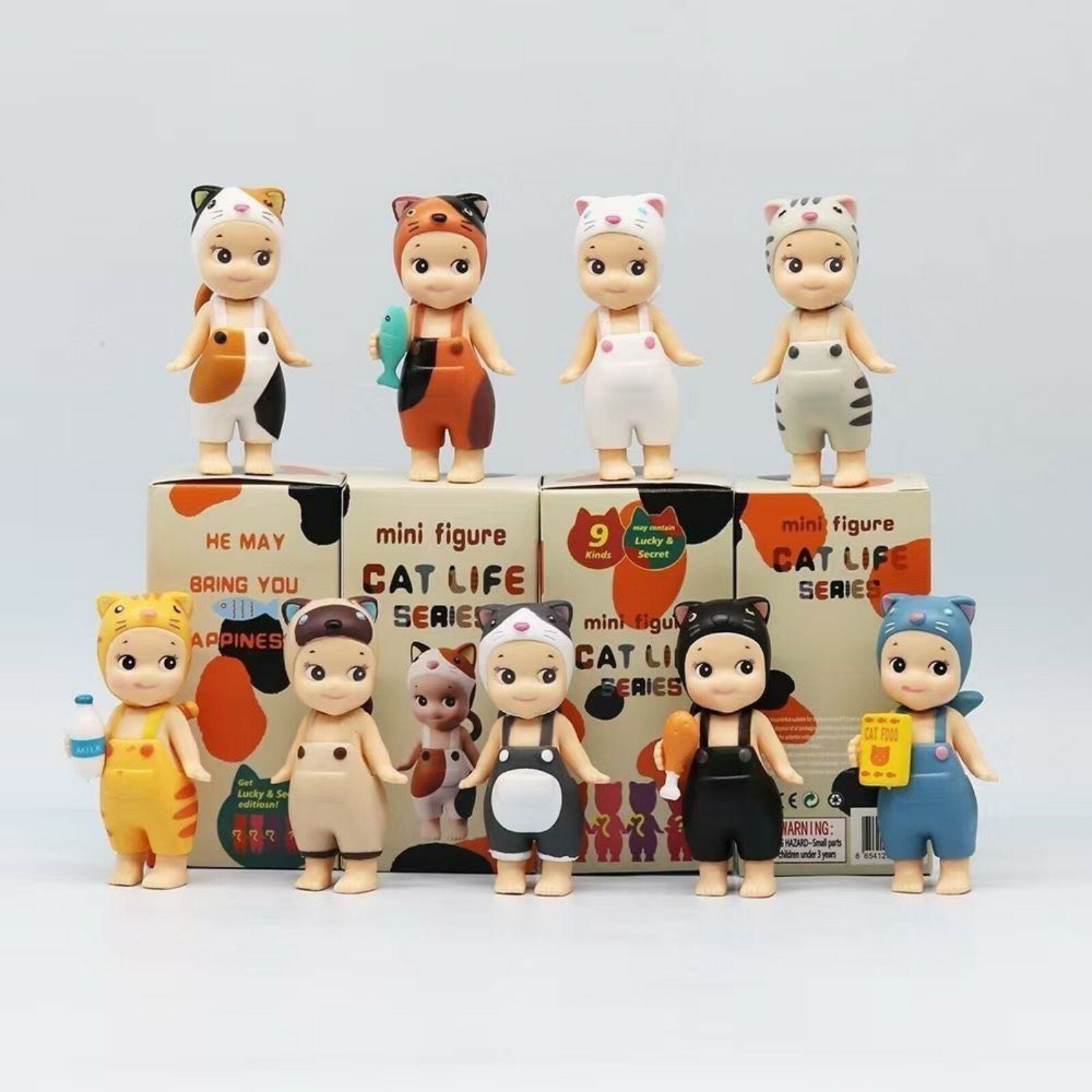 Sonny Angel Cat Life Series - Миниатюрная фигурка оригинальная, Лимитированное издание, Игрушка (без клея на животе куклы), Высота куклы7см (без ушей), Общий вес комплекта 530г, Цветная коробка (маленькая коробка 2.5x10.2см/большая коробка