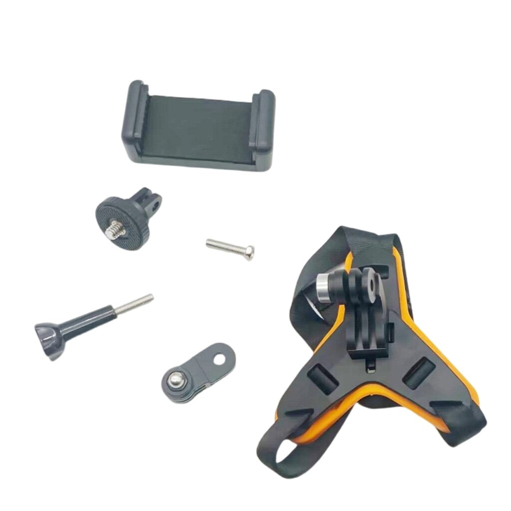 Шлем Gopro, подставка для подбородка, универсальный набор из 6 предметов для мобильных телефонов и спортивных камер, оранжевый