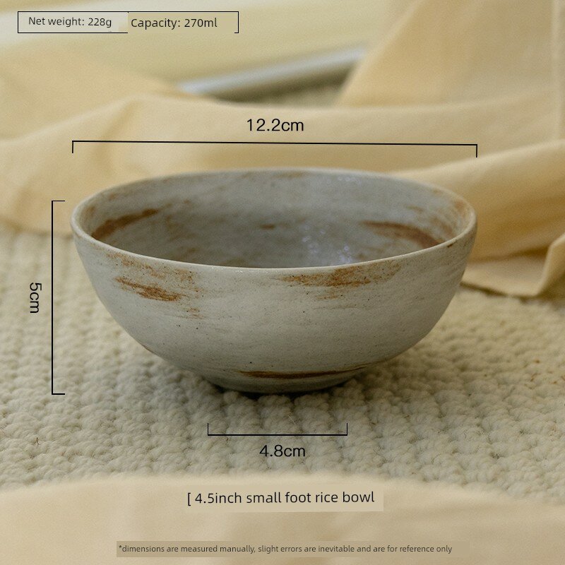 Чаша для риса Chuanze из угольной керамики, 4,5 дюйма, бытовая, из грубой матовой винтажной керамики, креативная