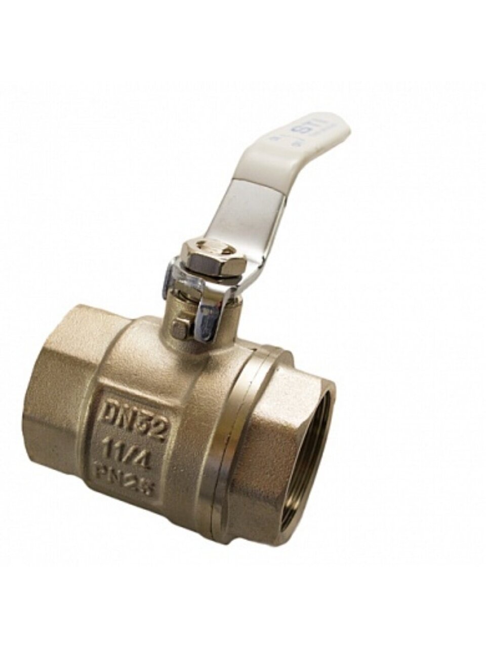 Кран шаровой STI 1"1/4 г-г ручка никель для воды