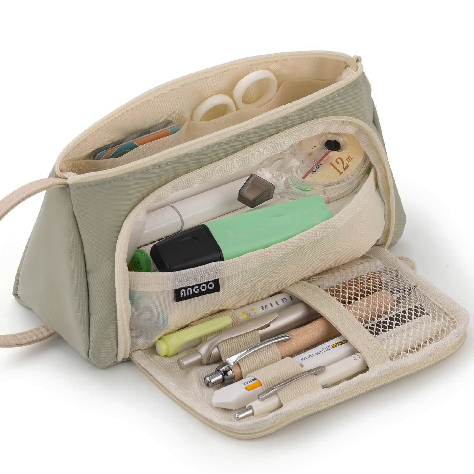 Чехол для карандашей большой вместимости из канвы, чехол для маркеров, ручек, простой канцелярский сумка, органайзер для школы, колледжа, офиса для подростков, девушек, взрослых, студентов, материал: полиэстер, стиль: простой, тип заclosures: зippers