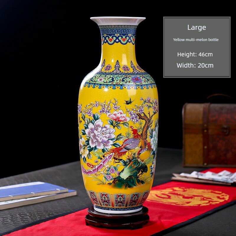 Большая напольная ваза из керамики с эмалью из Цзиндэчжэня для цветочных композиций, декор в китайском стиле для