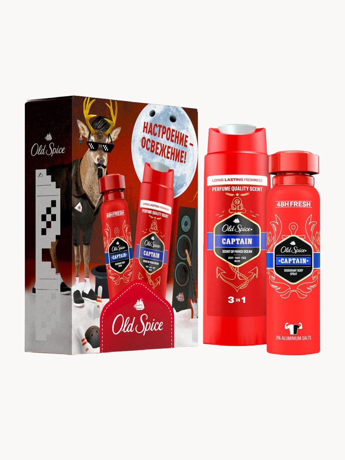 Мужской набор Old Spice Captain дезодорант-спрей 150мл и гель для душа 3в1 250мл