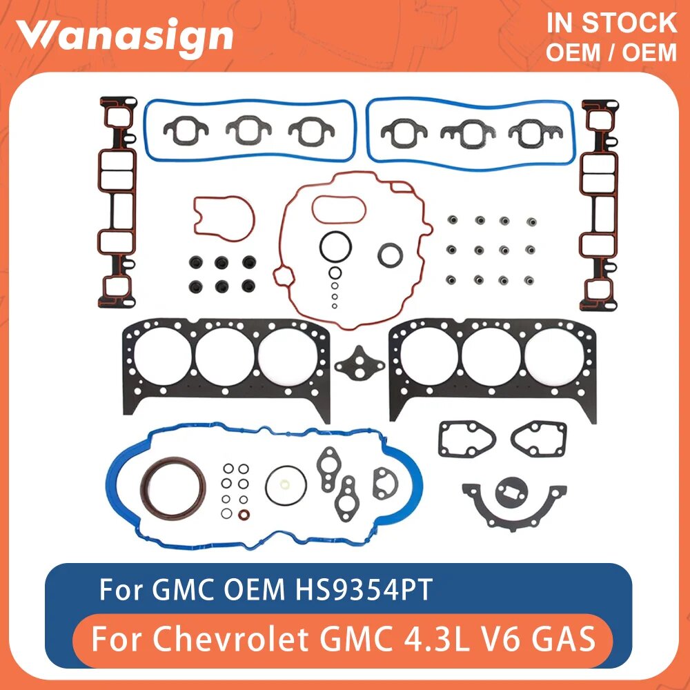 Полный комплект прокладок двигателя, подходит для Chevrolet Blazer Astro GMC Oldsmobile Isuzu Savana 1500 4.3L V6 GAS 1996-2006 HS9354PT