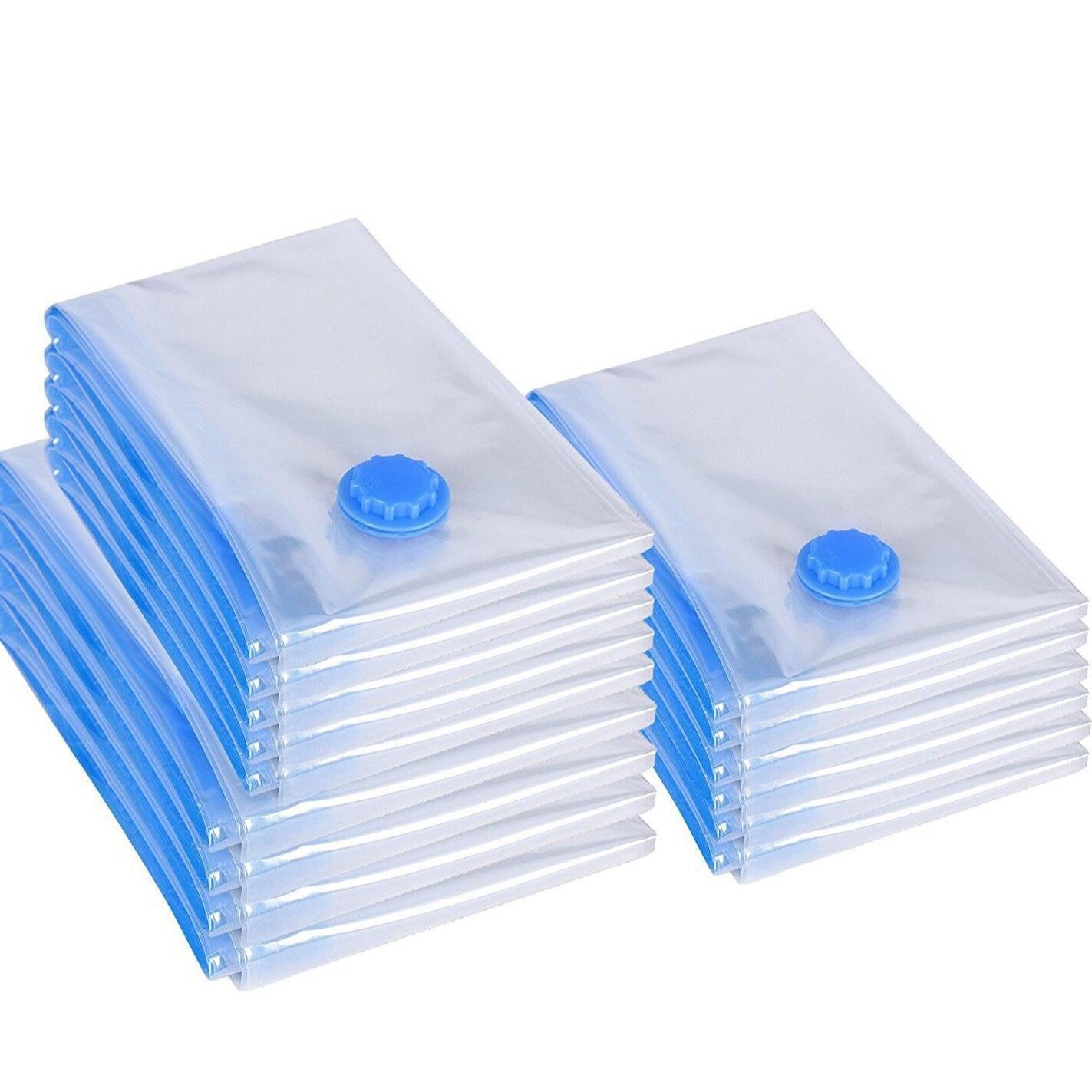 Синяя вакуумная упаковка для одеял и одежды - размер 60x80 см, многоразовая с насосом для компактной упаковки