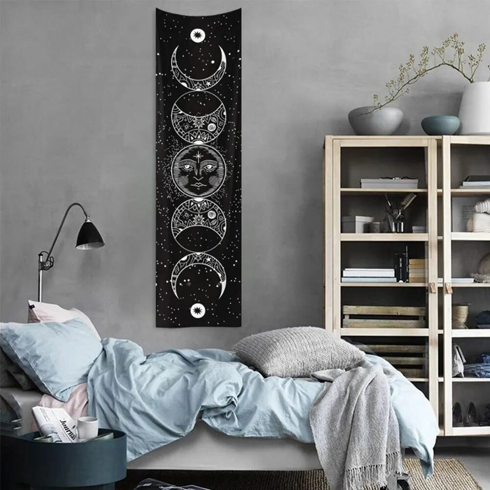 Гобелен "Фазы луны", черный, 1 шт.