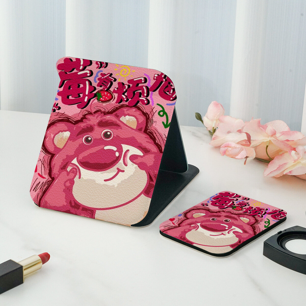 Двойная печатная складная туалетная зеркальная, большой размер 16x21 см, портативное зеркало для макияжа для студентов