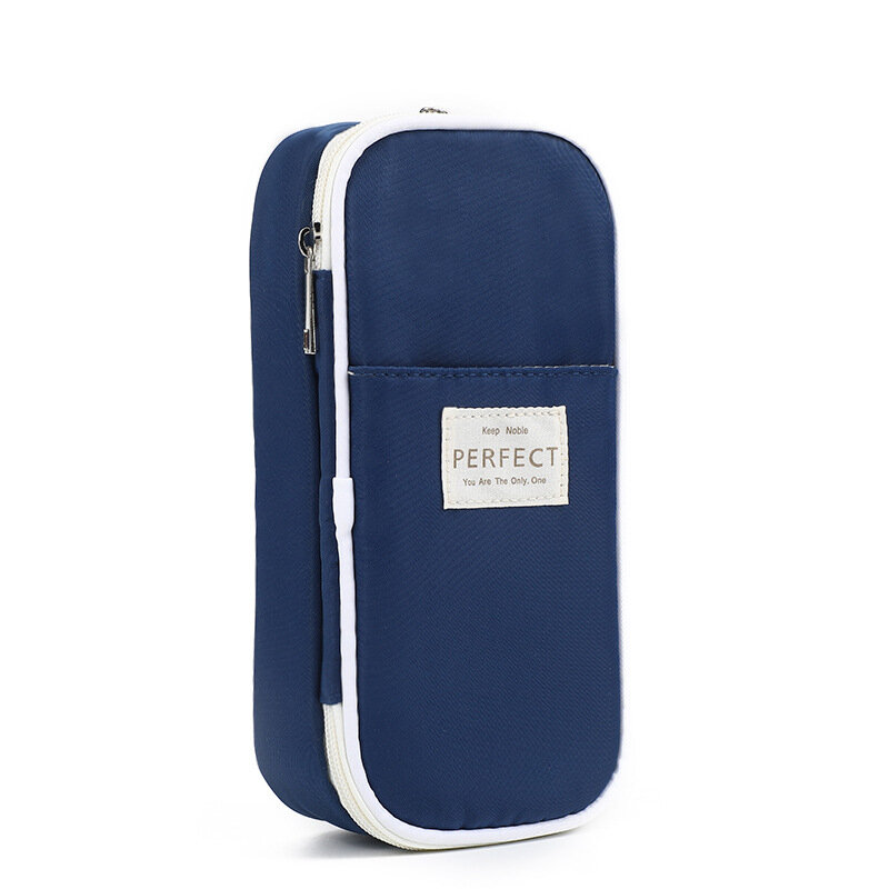 Большой пенал, Канвасный пенал с зippers большой вместимости, Портативная сумка для канцелярии, Канцелярия для подростков девочек, 8.66 x 4.33 x 2.56 дюйма, 1 большой отсек, 1 сетчатая сумка, 5 ячеек для ручек, 1 внешний карман