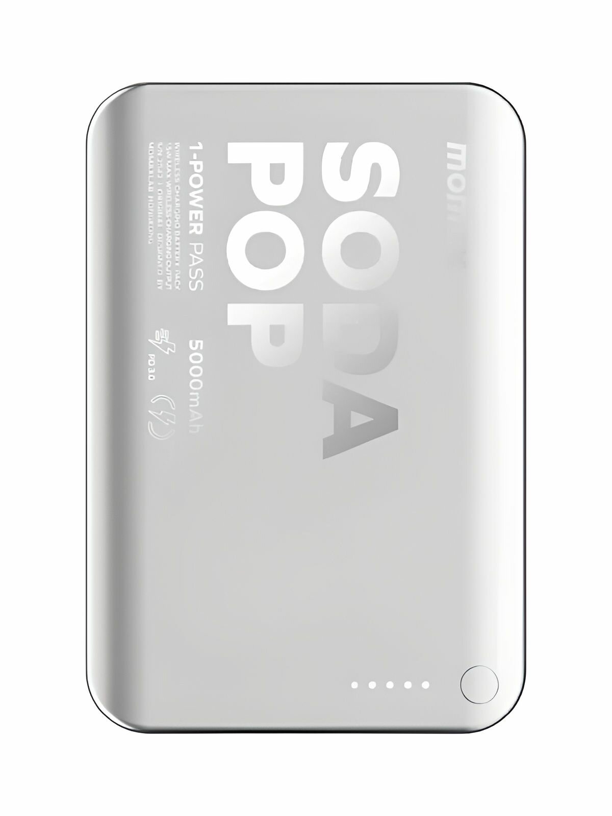 Магнитный внешний аккумулятор Momax 1-Power Pass 5000mAh (IP165) - серебристый