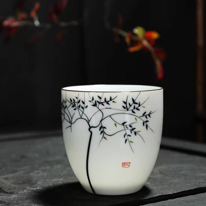 Ручная роспись керамический бокал с рисунком Гинкго, 150 мл, классический стиль для вина, традиционный китайский дизайн