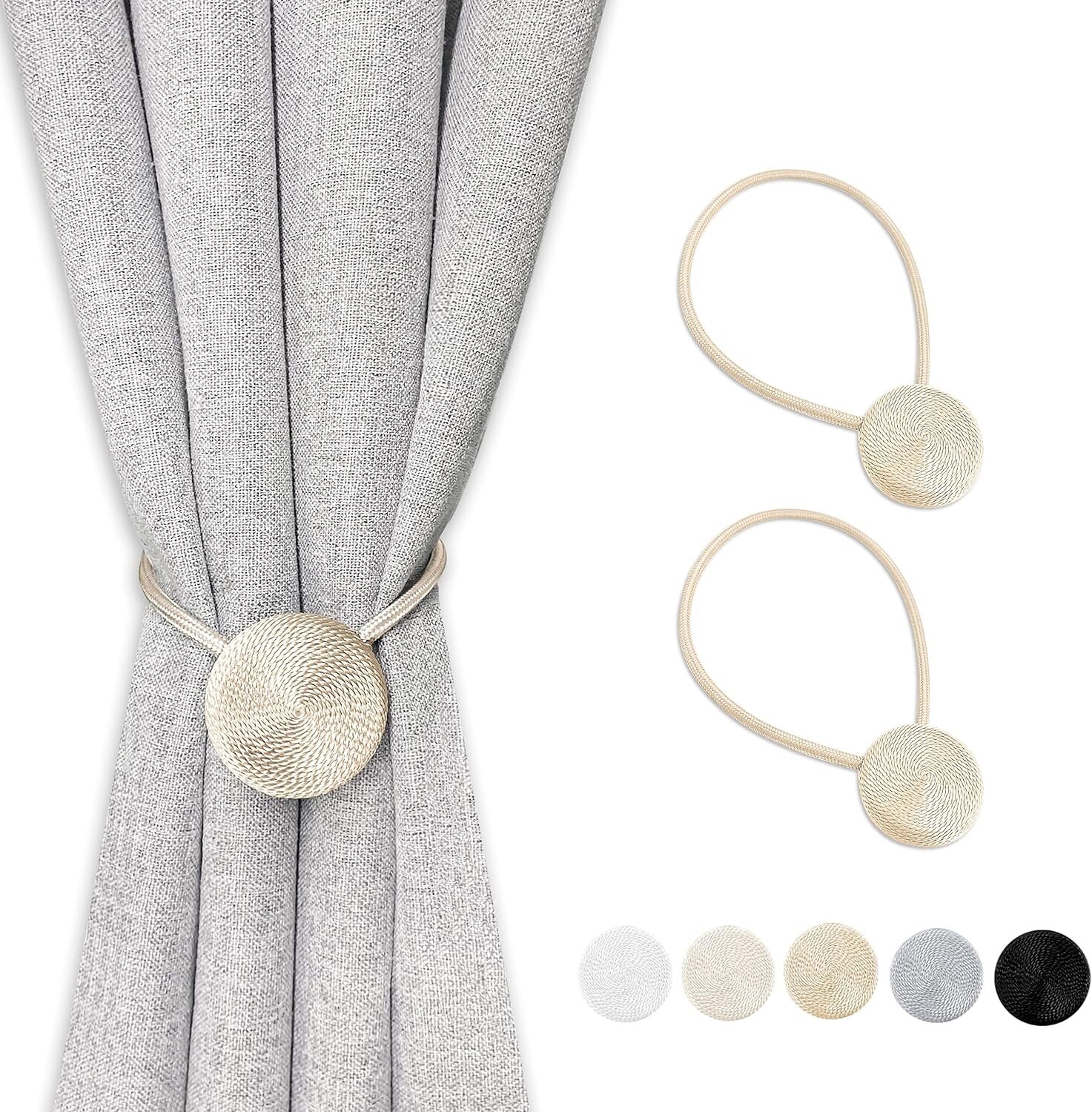 Подхват для штор магнитный, 2 шт, бежевый