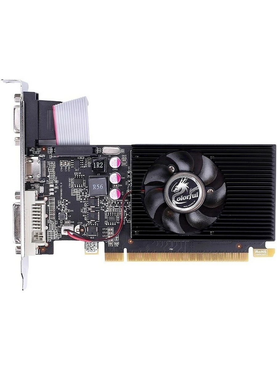 Видеокарта COLORFUL nVidia GeForce GT 710 2Gb (GDDR3, 64bit, VGA+DVI+HDMI, RTL) (GT710-2GD3-V)