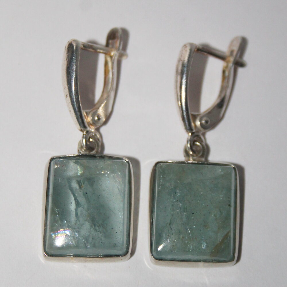 Серьги с подвесками, аквамарин