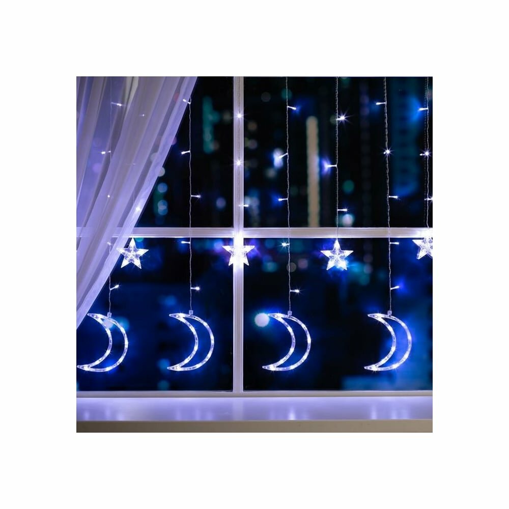 Бахрома Luazon DECOR Месяц, IP20, Ш2.7 м, В0.9 м, Н. С. LED-138-220V, 8 режимов, белый 4356980