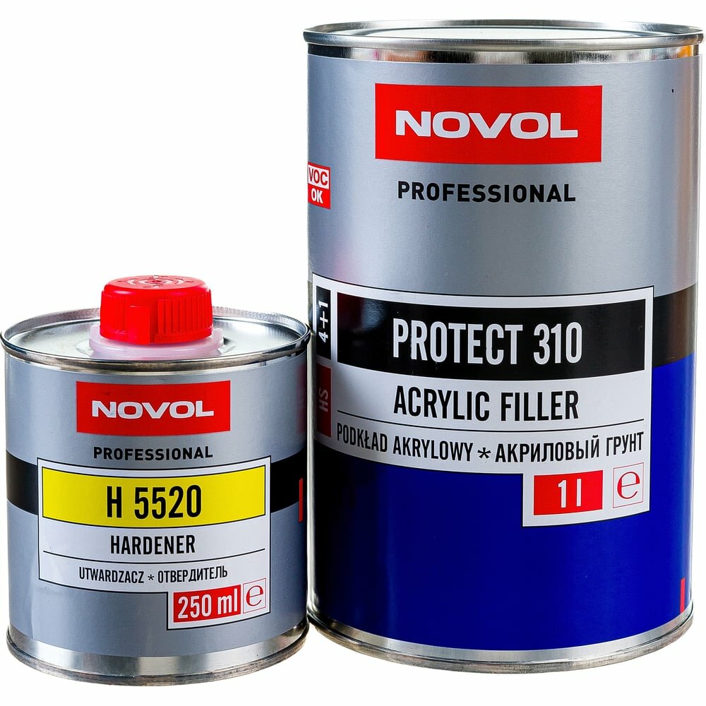 Грунт Novol PROTECT 310 HS 2К акрил. банка 1л с отвердителем 0.2л серый X6122122