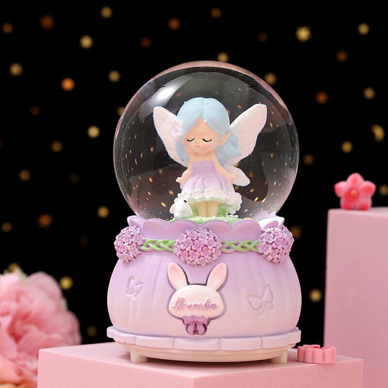 Мечтательная девочка, музыкальная шкатулка с кристальным шаром в виде единорога, украшение, музыкальная шкатулка для студентов, снежинка, водяной шар, подарок на день рождения