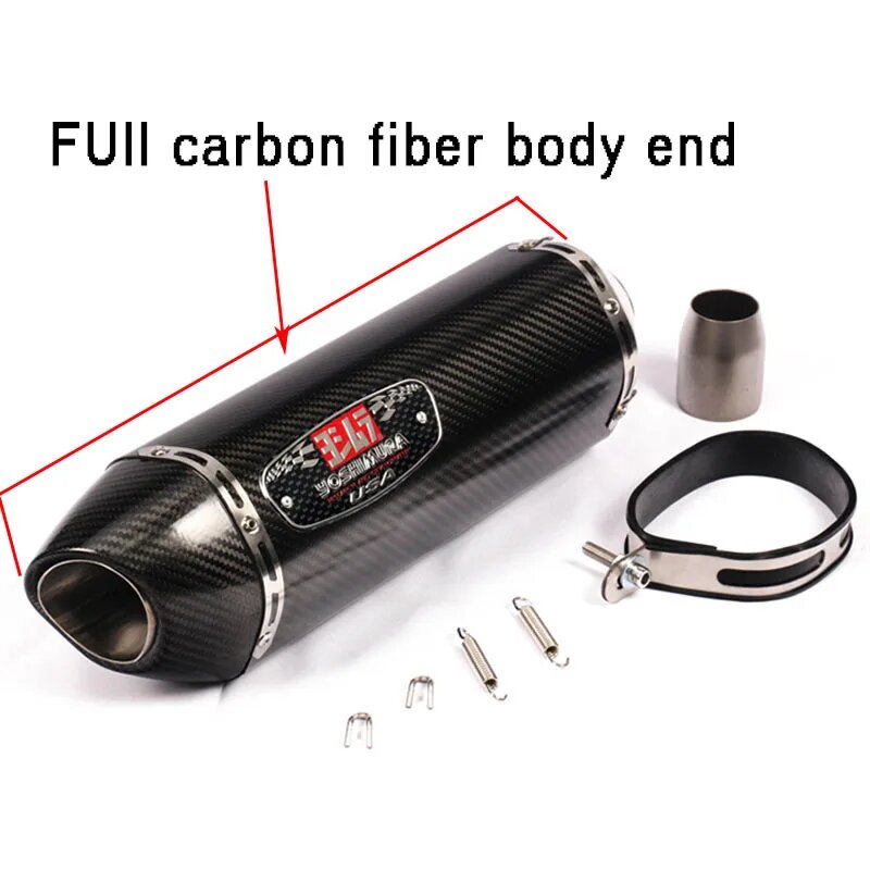 Выхлопной глушитель для мотоцикла Yoshimura 38-51 мм, 420 мм, из углеродного волокна, труба глушителя для питбайка gsr 600 cb650f R77 RS cafe Черный, E Full carbon
