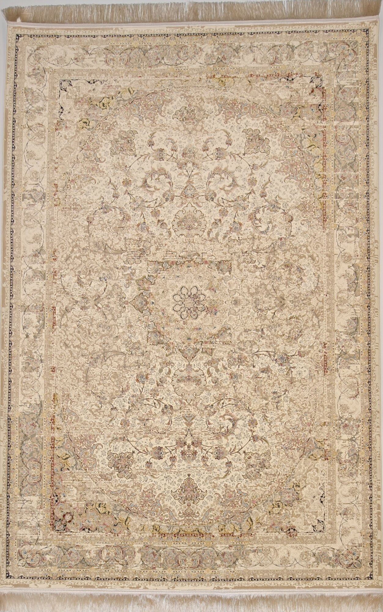 Ковер персидский высокоплотный винтажный с рельефным ворсом "AISAN кремовый" 100х150 см