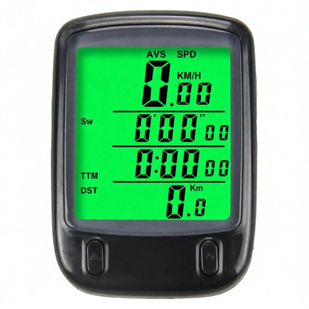 Проводной велокомпьютер Водонепроницаемый одометр для велосипеда Многофункциональный ЖК-экран Спидометр для велосипеда Спидометр для горных велосипедов с зеленым подсветкой Черный цвет Материал ABS Габариты 5.7*4.1*2 см ЖК-экран 3*3.3 см